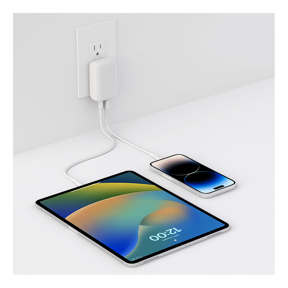 Belkin 42W Dual Wall Charger with USB-C to Lightning Cable - White ...